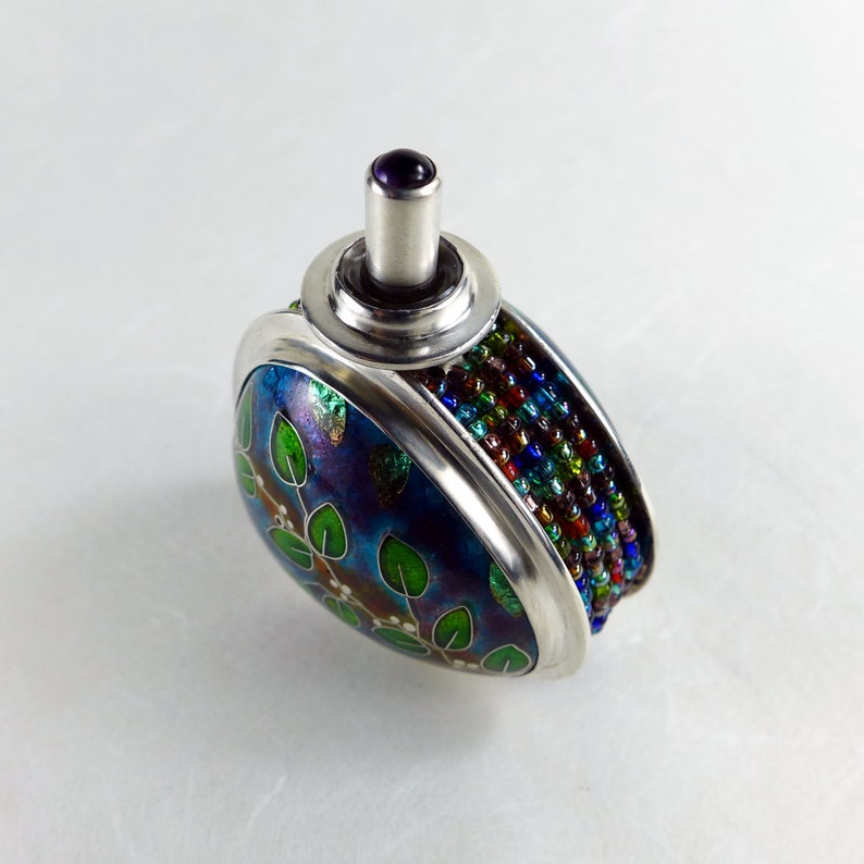 Cloisonné Enamel Perfume Bottle: Sterling Silver, Amethyst Gemstone ...