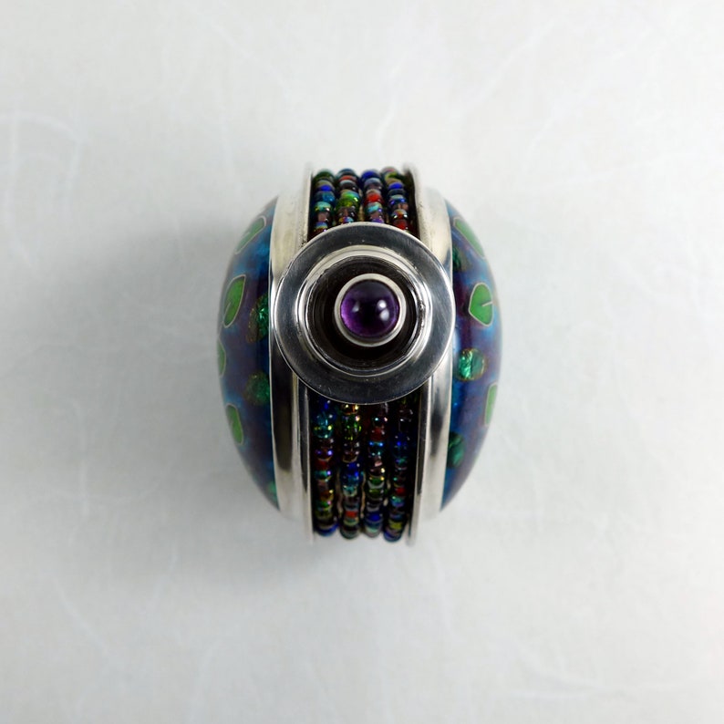 Cloisonné Enamel Perfume Bottle: Sterling Silver, Amethyst Gemstone ...