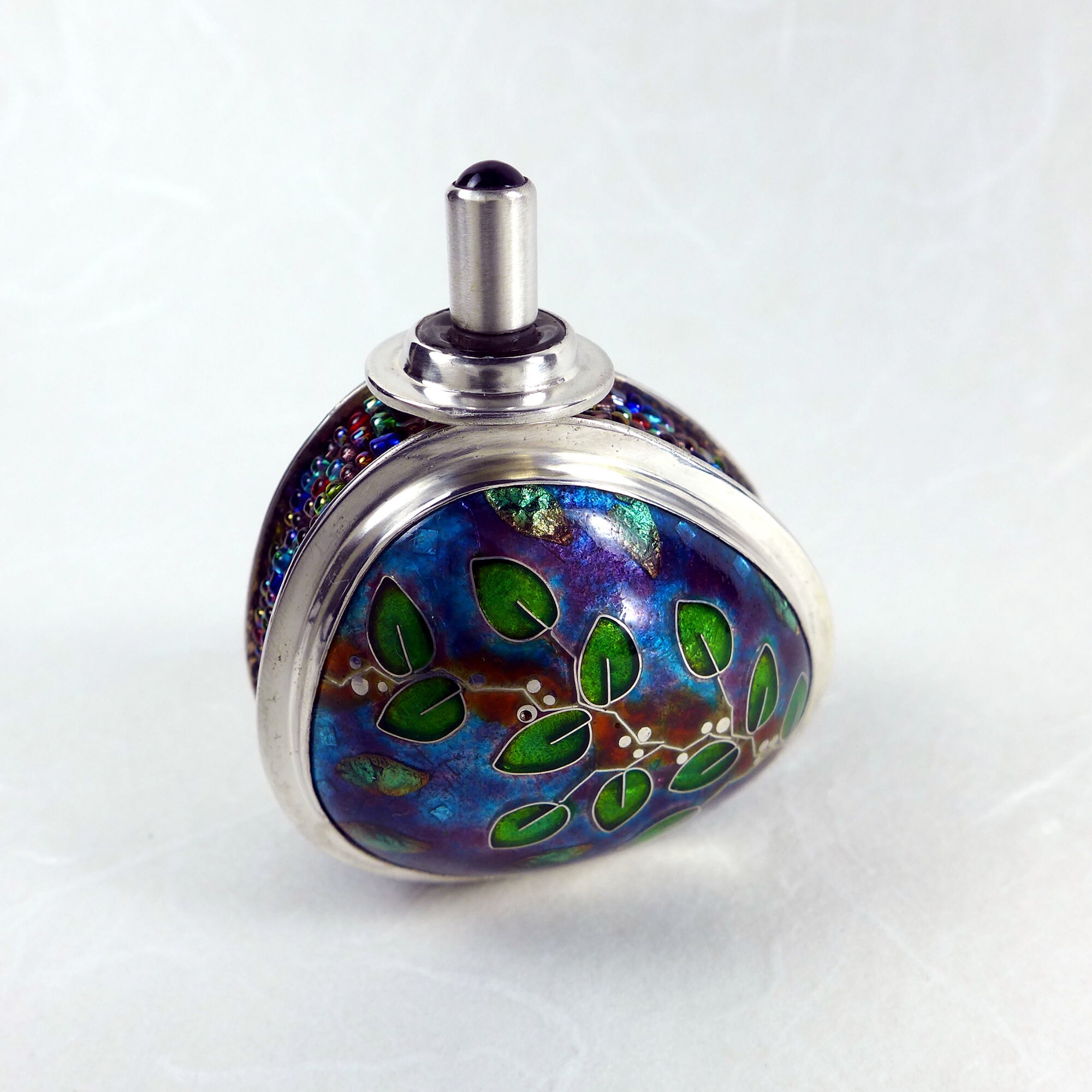 Cloisonné Enamel Perfume Bottle: Sterling Silver, Amethyst Gemstone ...