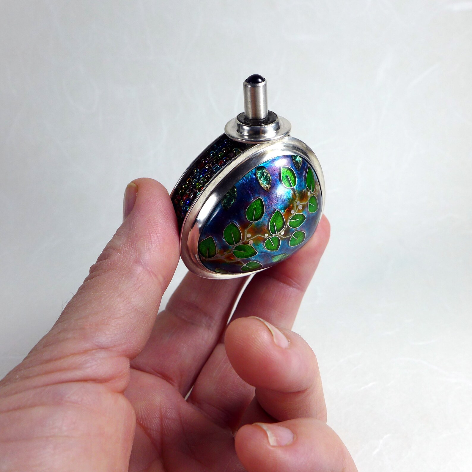 Cloisonné Enamel Perfume Bottle: Sterling Silver, Amethyst Gemstone ...