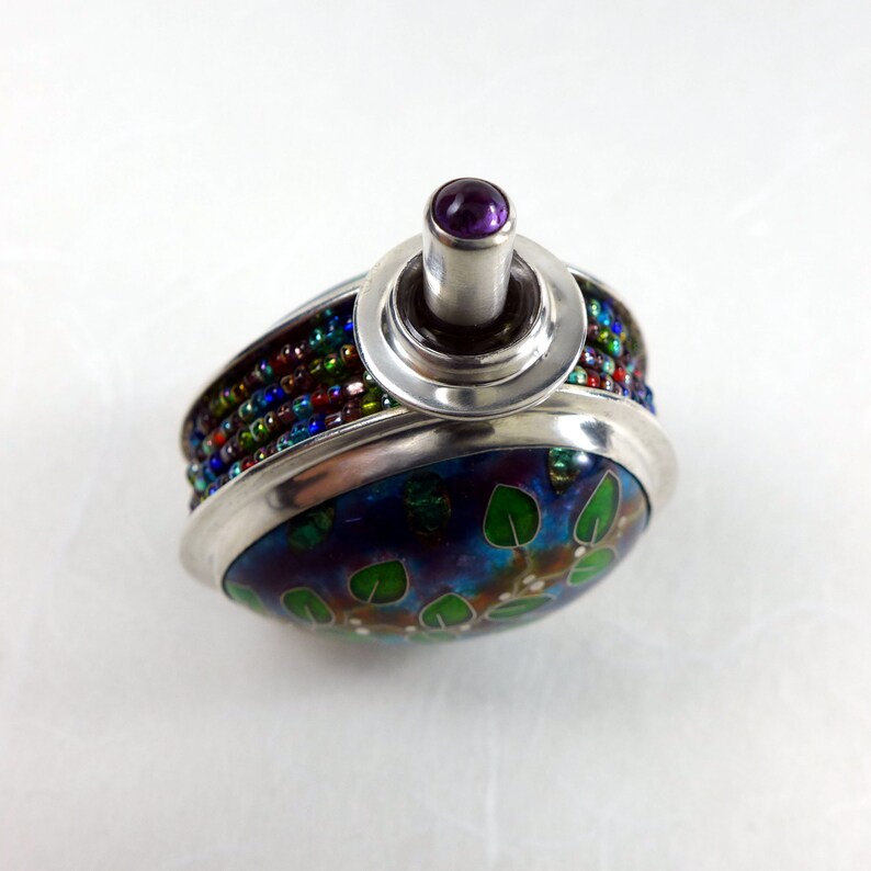 Cloisonné Enamel Perfume Bottle: Sterling Silver, Amethyst Gemstone ...
