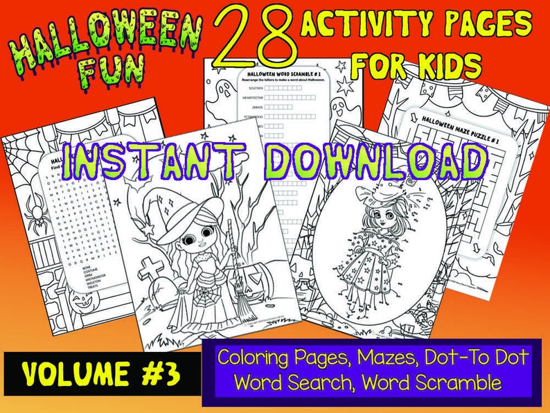 Printable Halloween Puzzle Activity Worksheets (kids Set 3) | Instant ...