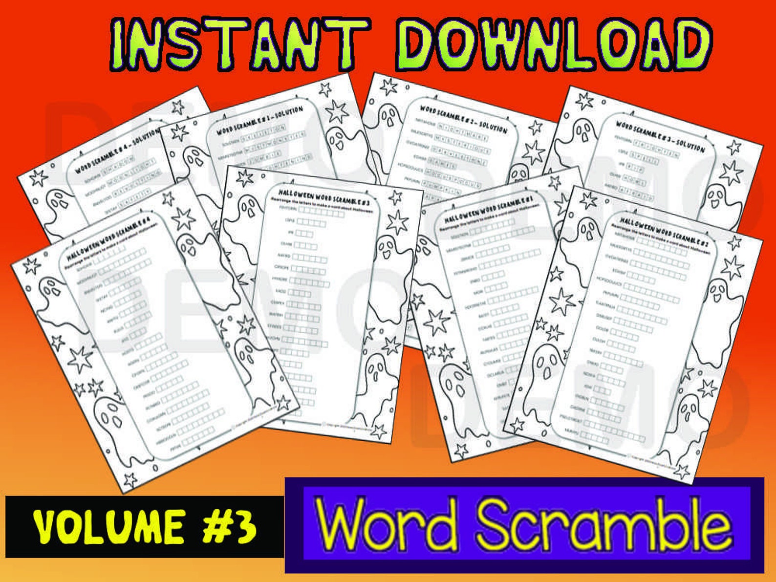 Printable Halloween Puzzle Activity Worksheets kids Set 3 Instant ...