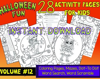 12 Printable Thanksgiving Coloring Puzzle Activity Worksheets - Etsy