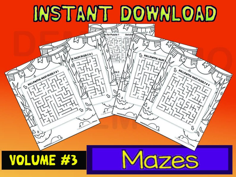 Printable Halloween Puzzle Activity Worksheets (kids Set 3) | Instant ...