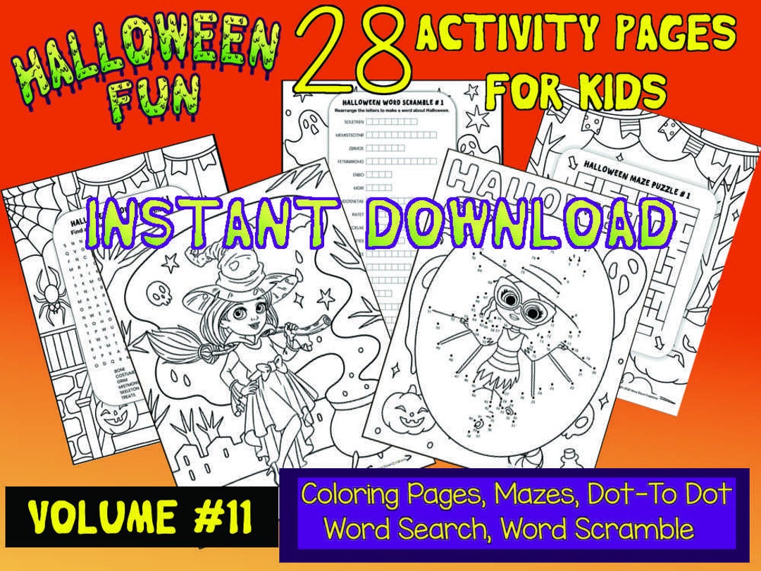 Printable Halloween Puzzle Activity Worksheets (kids Set 11) | Instant ...