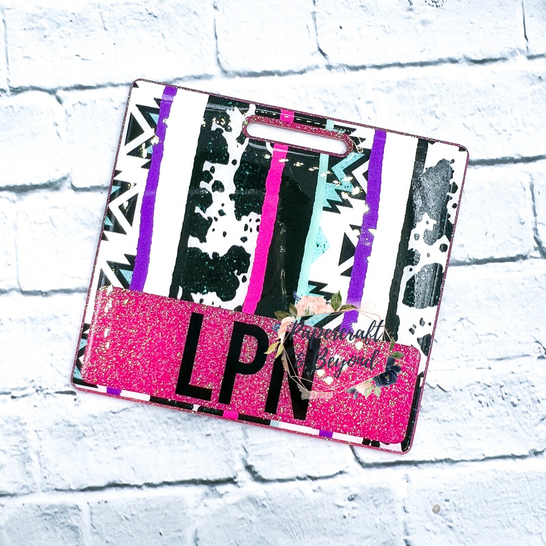 Cow Print and Aztec Serape Hot Pink and Black Badge Buddy, Nurse Badge ...