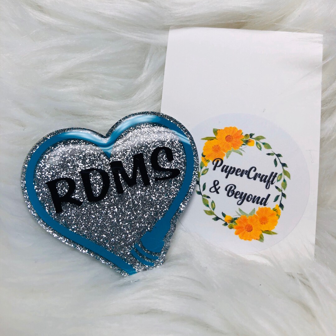 RTS: RDMS Badge Reel, Ultrasound Sonogram Badge ID Reel, Custom Glitter ...