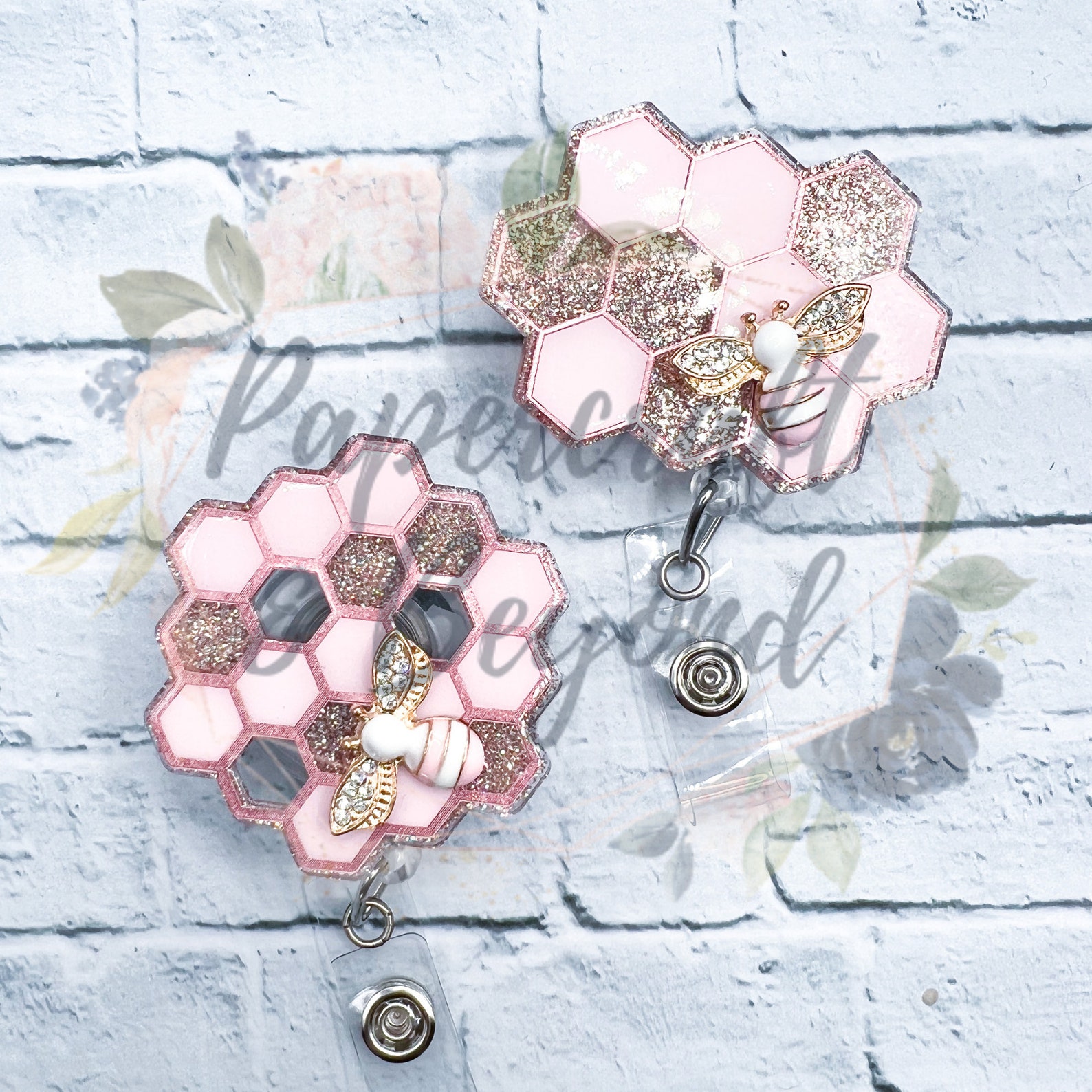 Cute Honeycomb Bee Badge Reel Rose Gold Badge Reel Honey - Etsy