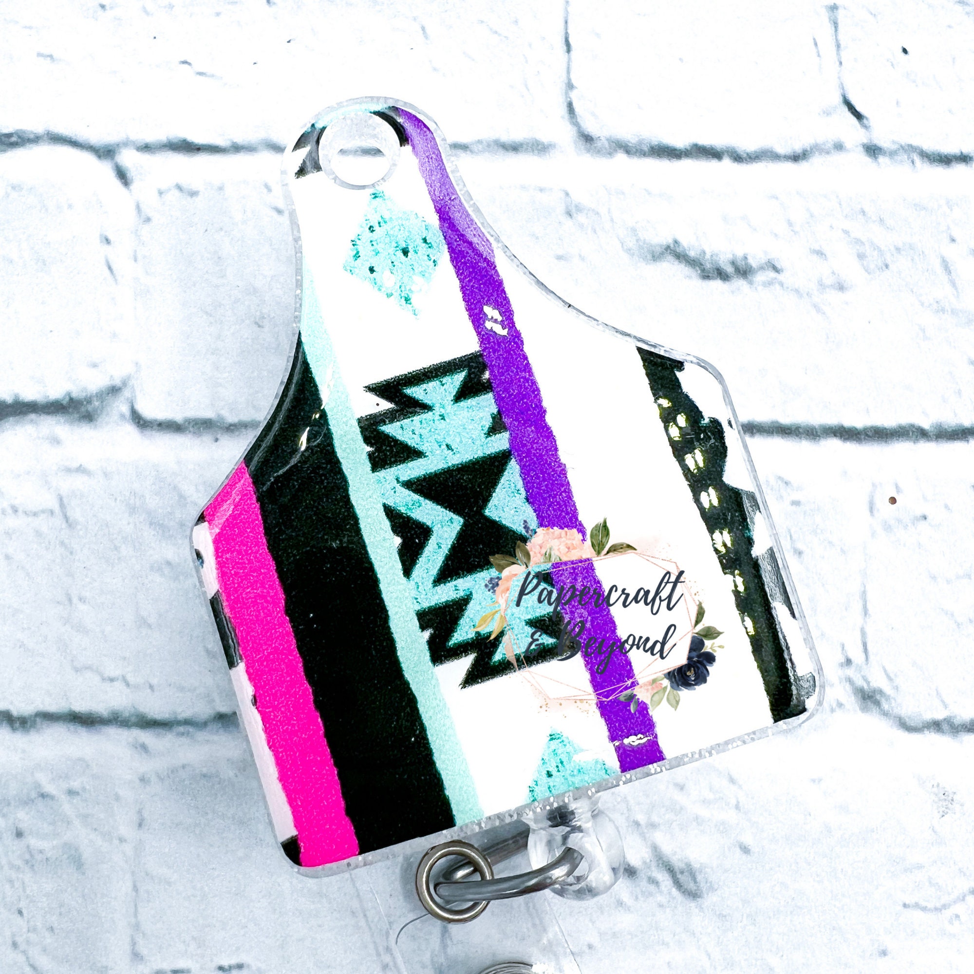 Cattle Tag Aztec Badge Reel Funny Badge Reel Custom Glitter - Etsy