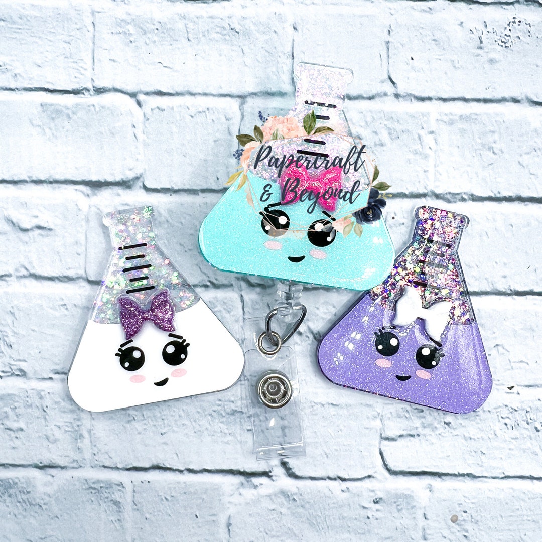 Beaker Badge Reel, Science Chemistry Badge Reel, Lab Tech Badge Reel ...