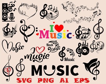 Music notes svg | Etsy