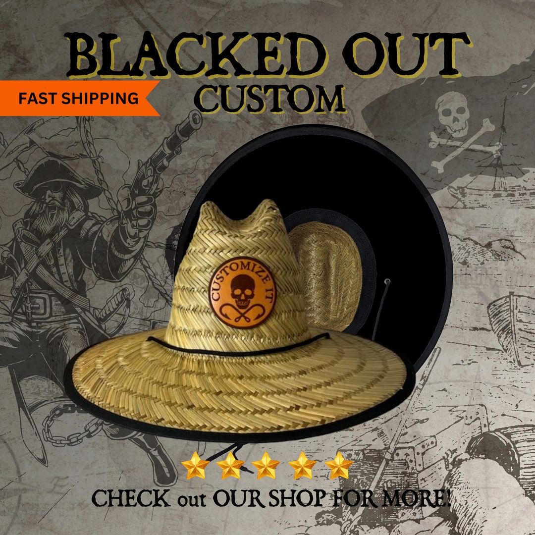Personalized Custom Straw Hat With Leather Patch Logo Sun - Etsy