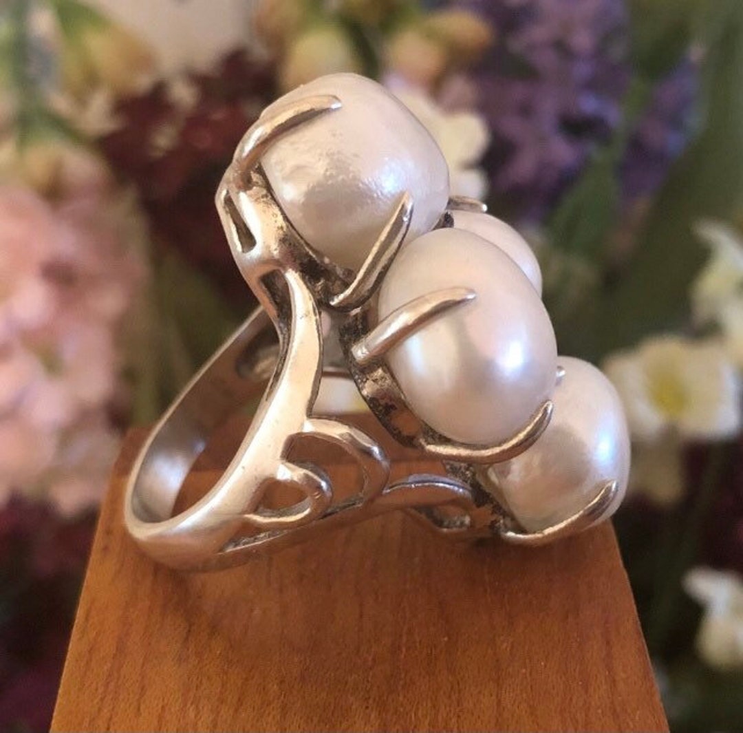 RARE Vintage Silpada Sterling Silver and Pearls coastal Ring R2940 Size ...