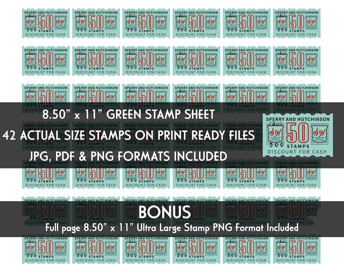 Vintage S&H Green Stamp Digital Sheet - Etsy