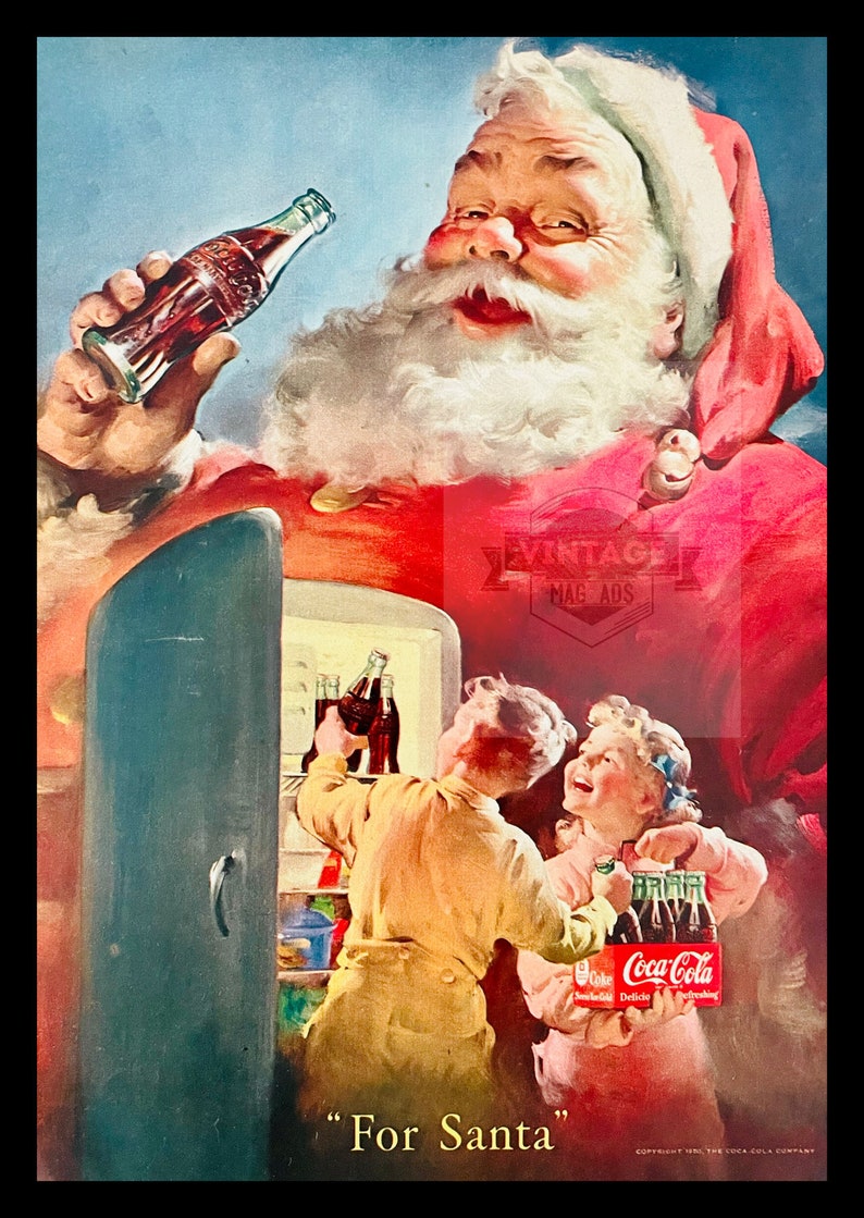 Coca Cola Christmas Santa 1950's Advertisement Digital Download - Etsy