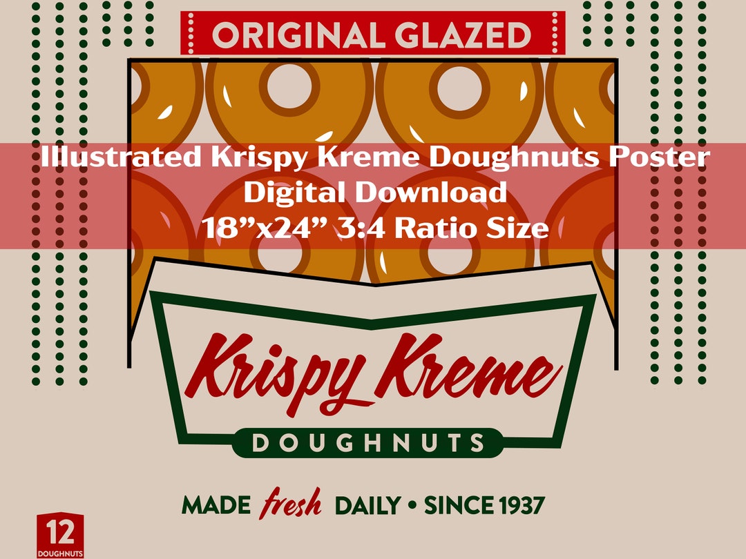 Krispy Kreme Doughnuts Illustrated Poster Digital Download 18”x24” 3:4 ...