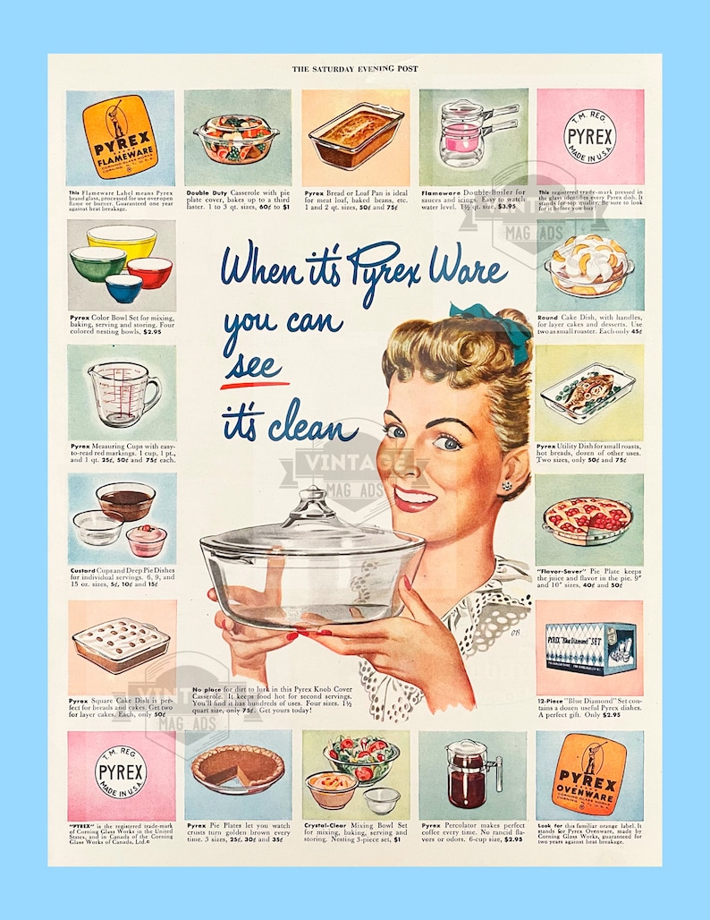 RARE 1950's PYREX Vintage Advertisement - Etsy