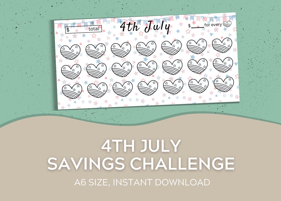 A6 Cash Envelopes Savings Tracker | 4th July Savings Challenge | Cash ...