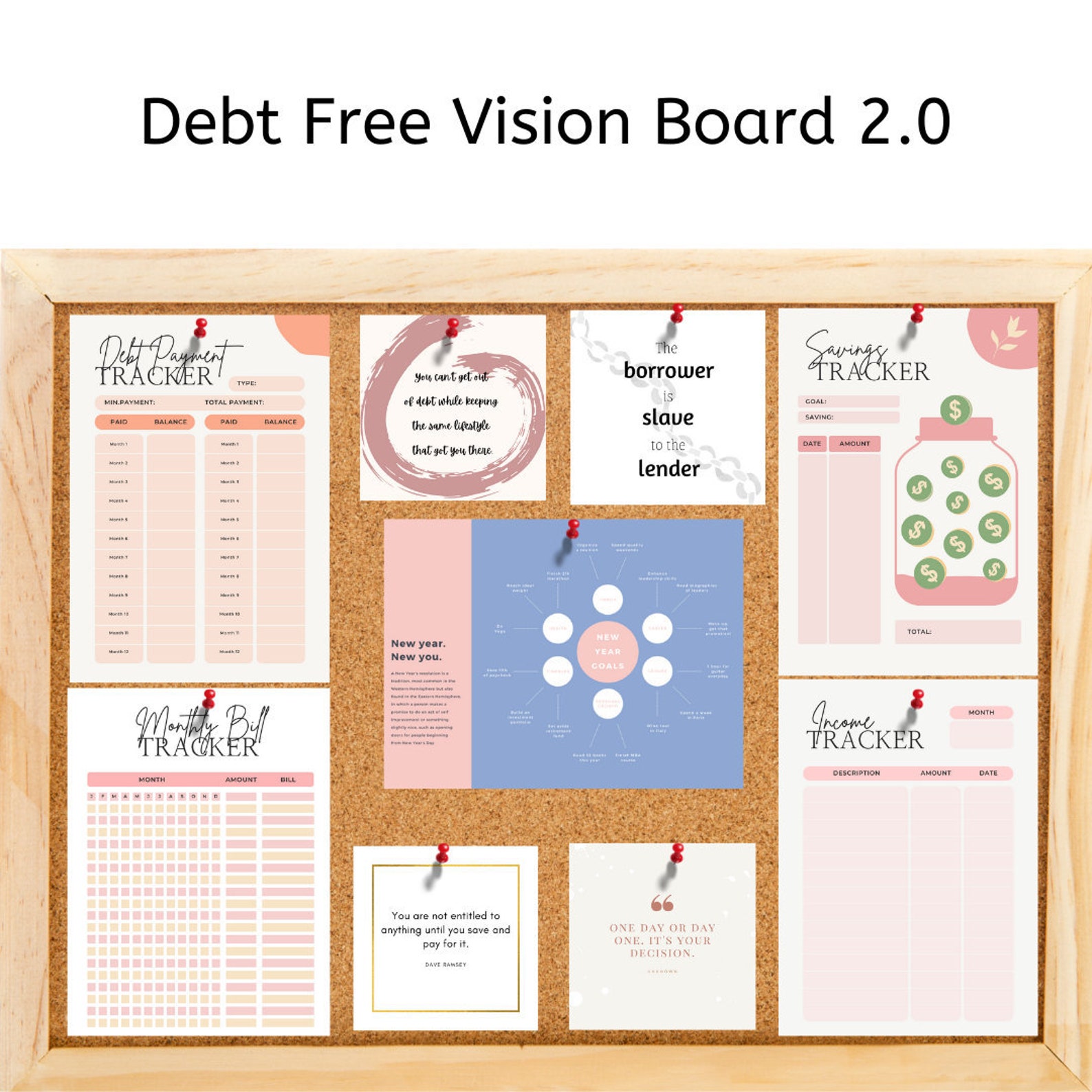 Debt Free Vision Board Kit Printables 2.0 - Etsy Australia