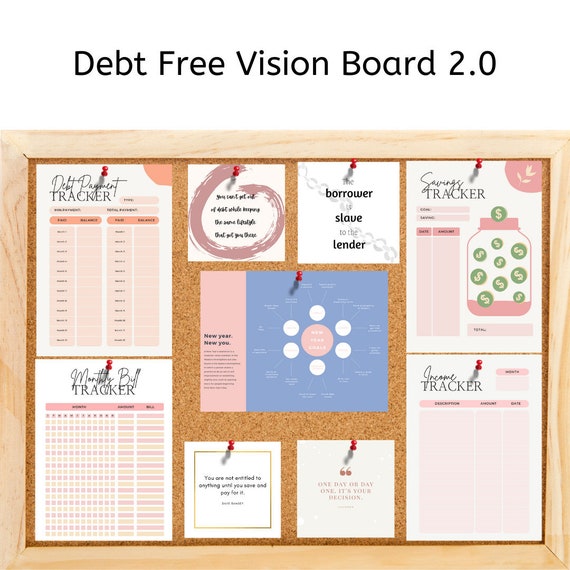 Debt Free Vision Board Kit Printables 2.0 | Etsy Australia