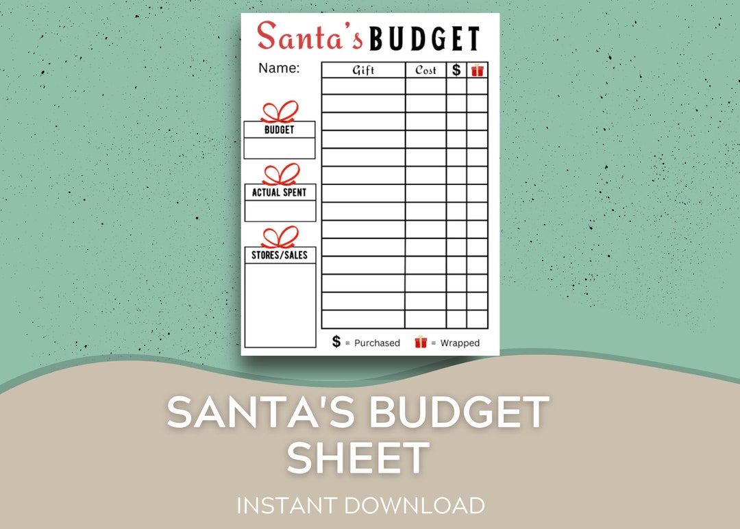 Santa Budget and Gift Tracker - Printable, Christmas Budget | Digital ...
