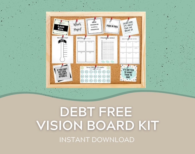 Debt Free Vision Board Kit Printables - Etsy