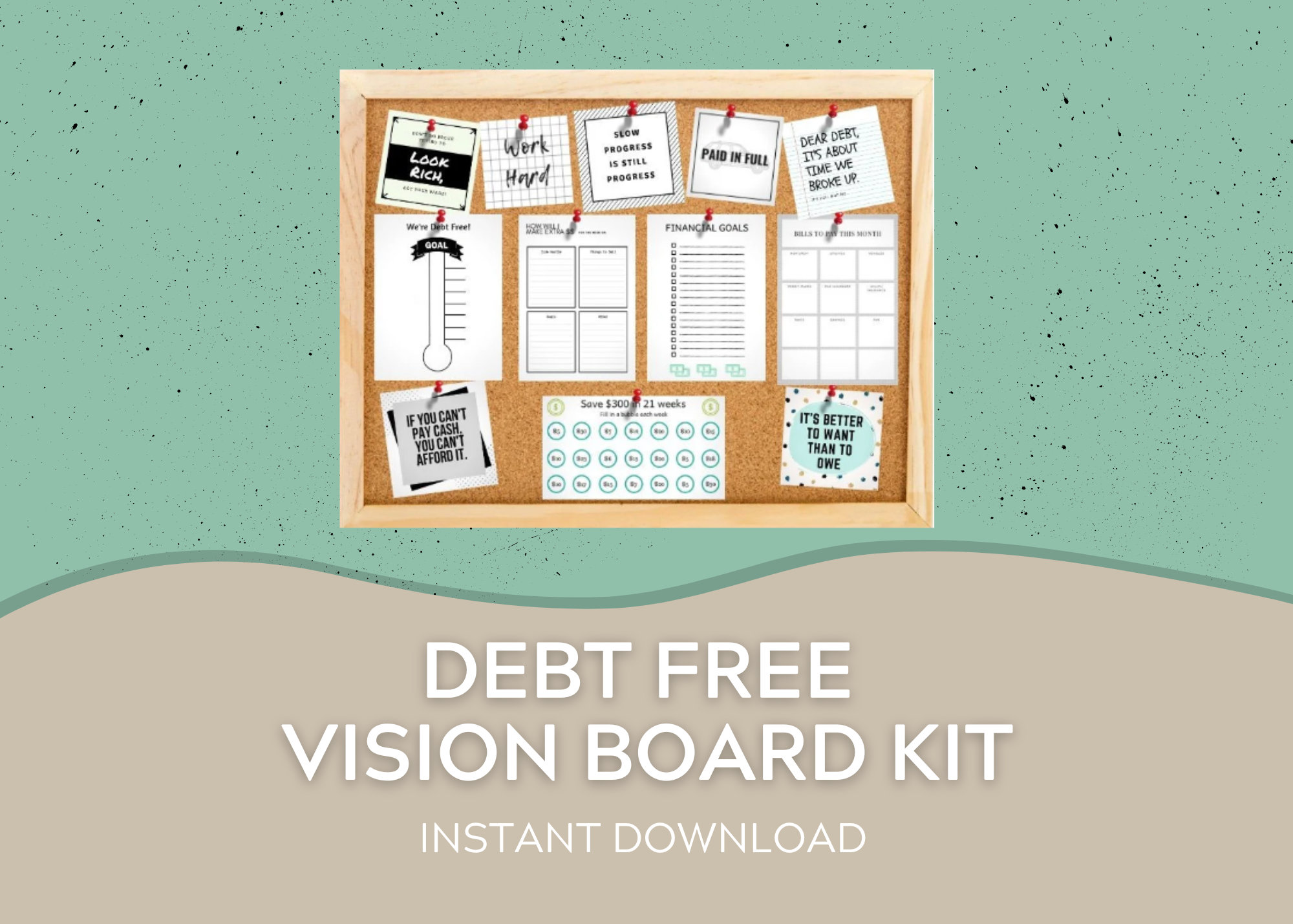 Debt Free Vision Board Kit Printables - Etsy