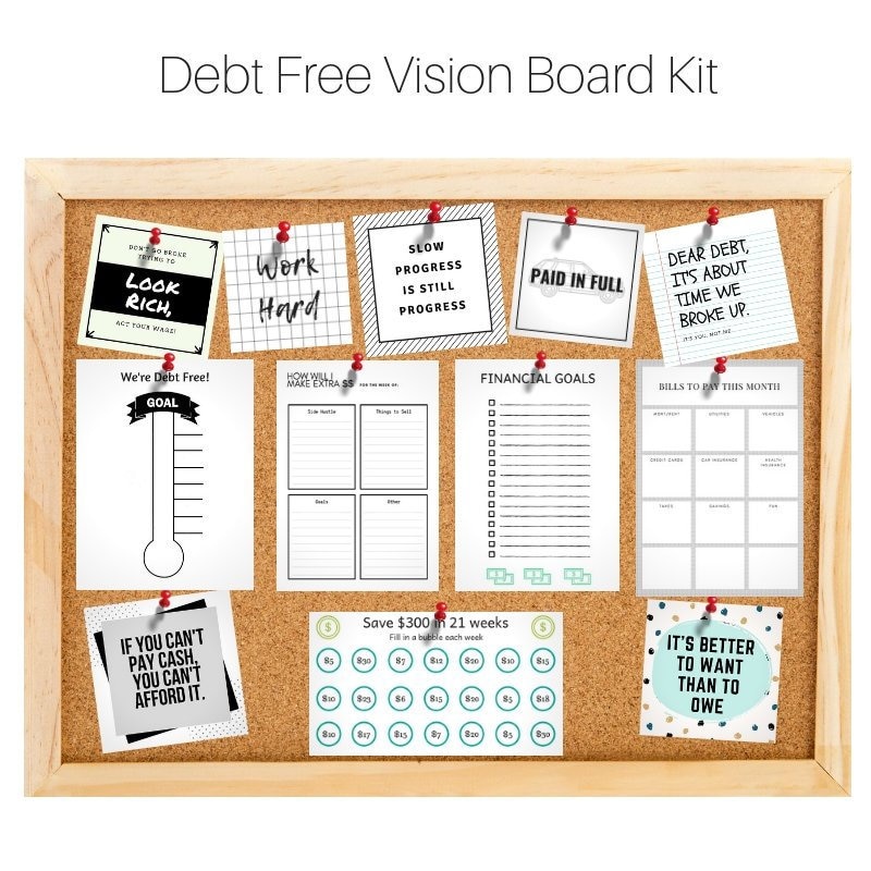 Debt Free Vision Board Kit Printables - Etsy