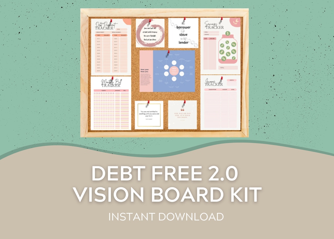 Debt Free Vision Board Kit Printables 2.0 - Etsy