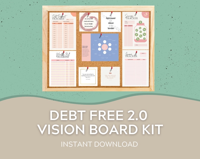 Debt Free Vision Board Kit Printables 2.0 - Etsy