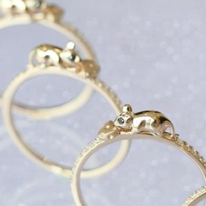 Silver Unique Statement Baby Mouse Ring, Yellow Gold Year of the Rat ...