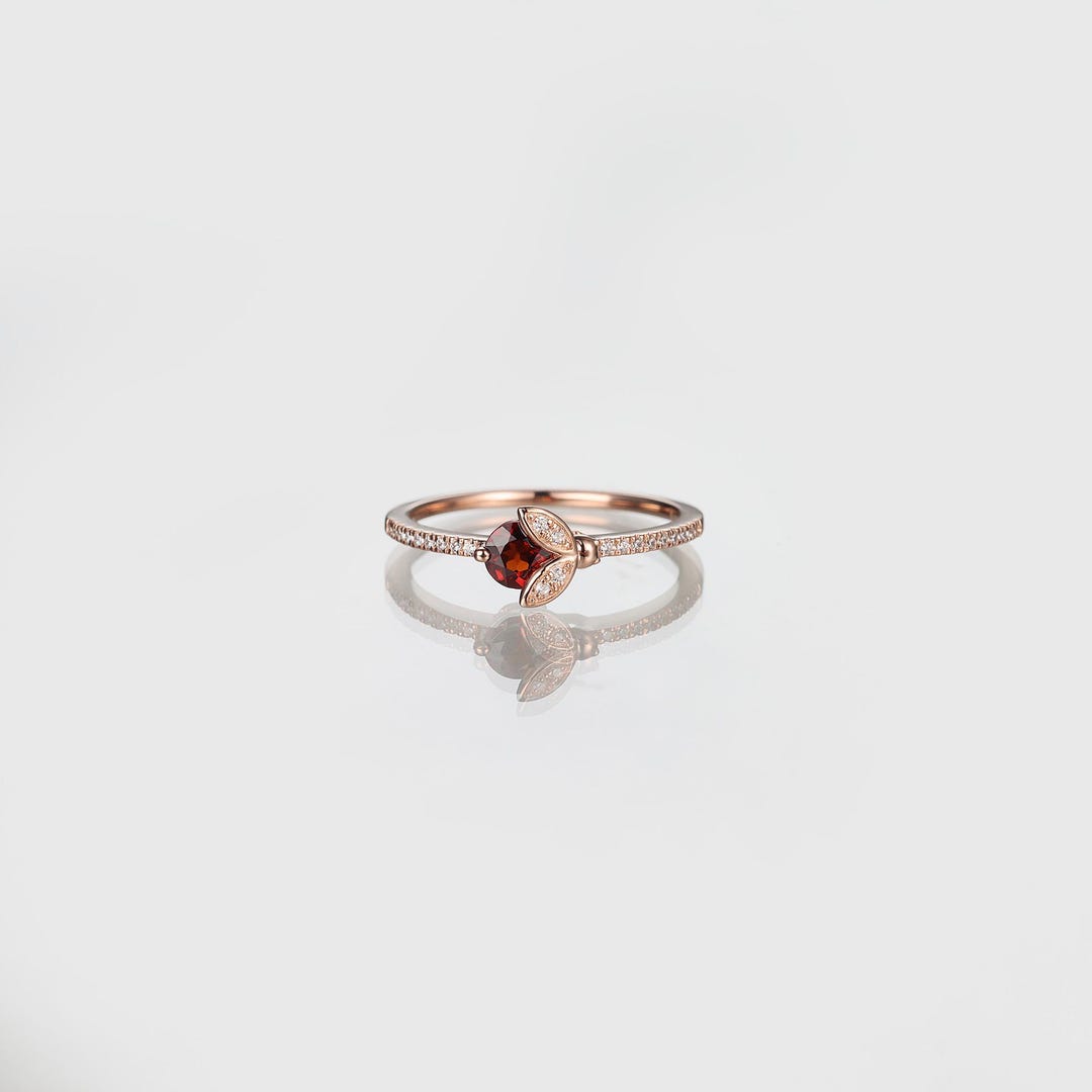 Silver Red Garnet Ladybird Ring, 14K Ladybug Garnet Diamonds Ring, Lady ...