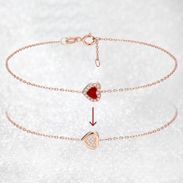 Red Heart Bracelet - Etsy