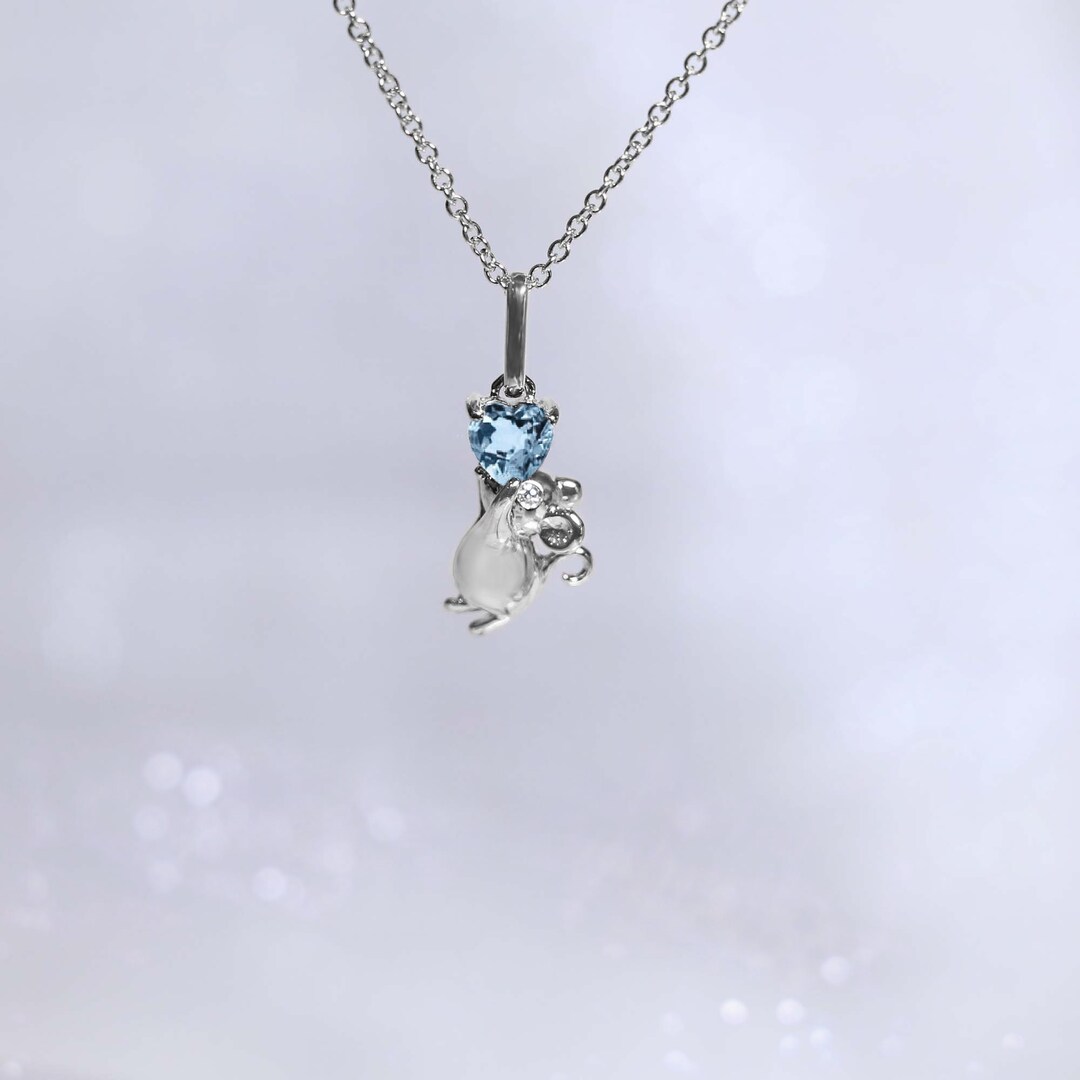 Sterling Silver Sky Blue Topaz Mouse Pendant, 14K Gold Sky Blue Topaz ...