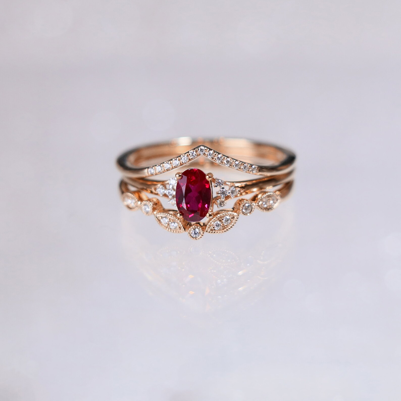 Ruby Promise Ring Stunning Oval Ruby Ring Rose Gold July - Etsy