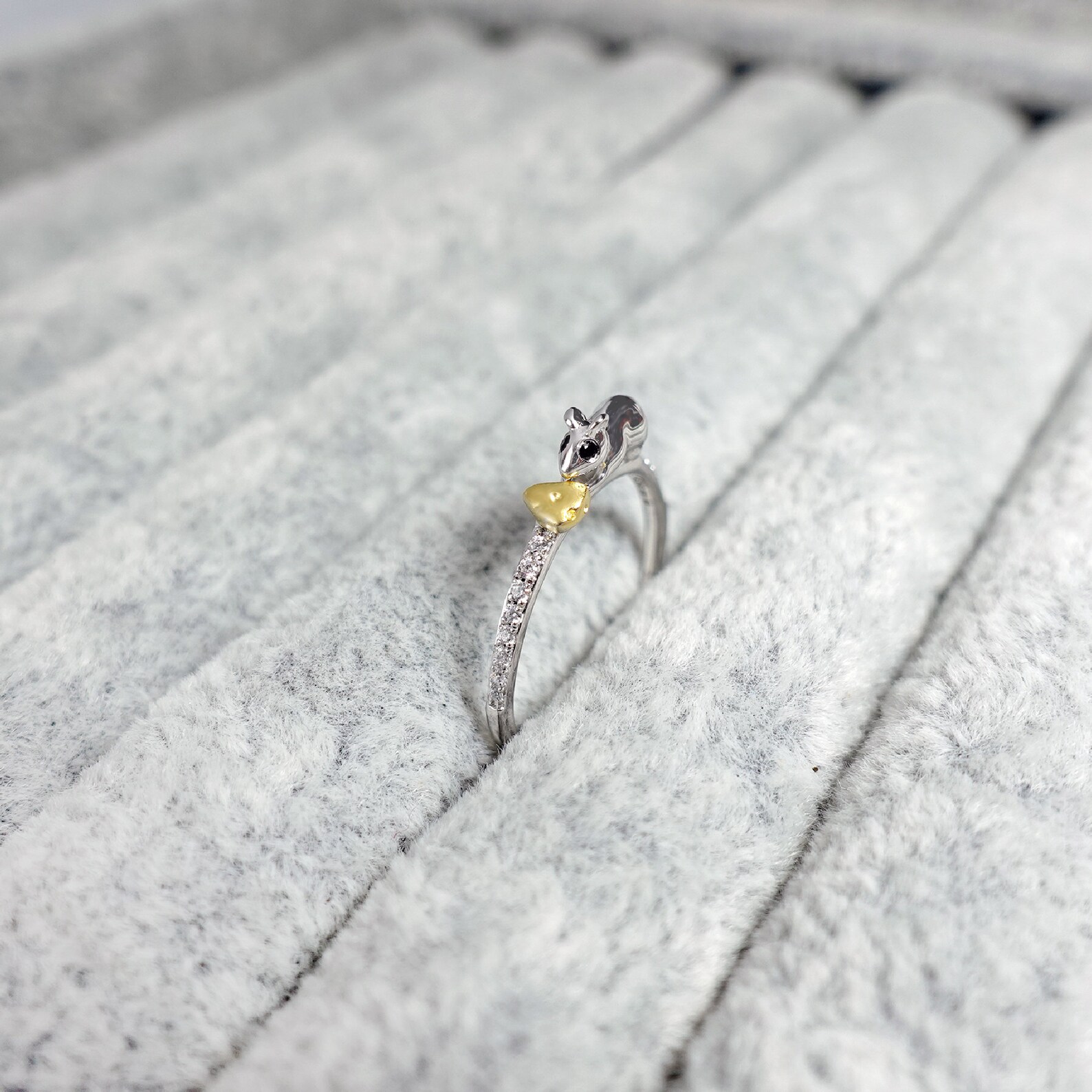 Silver Unique Statement Baby Mouse Ring Yellow Gold Year of - Etsy