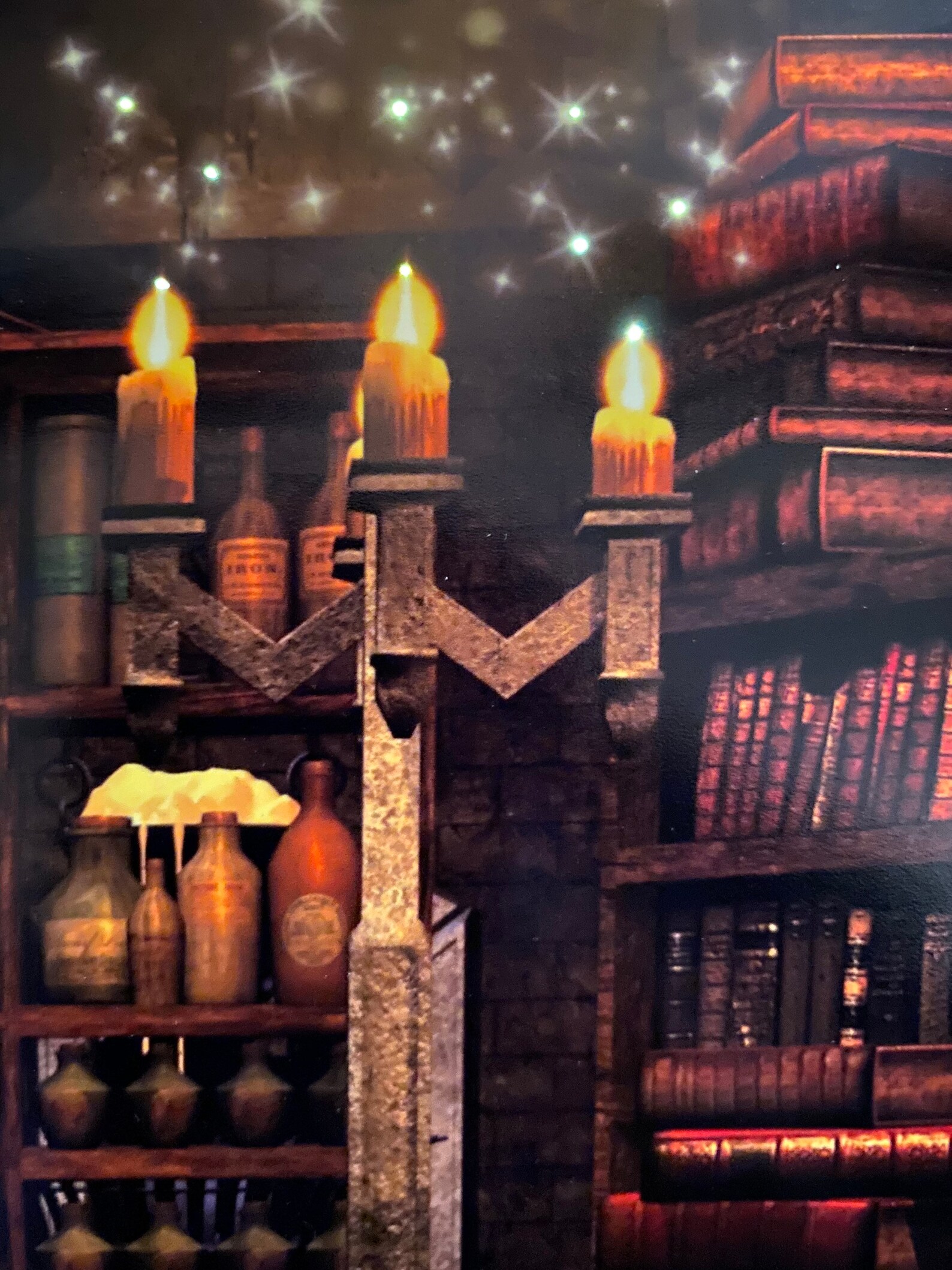 The Witchs Library Artwork With Led String Lights Etsy