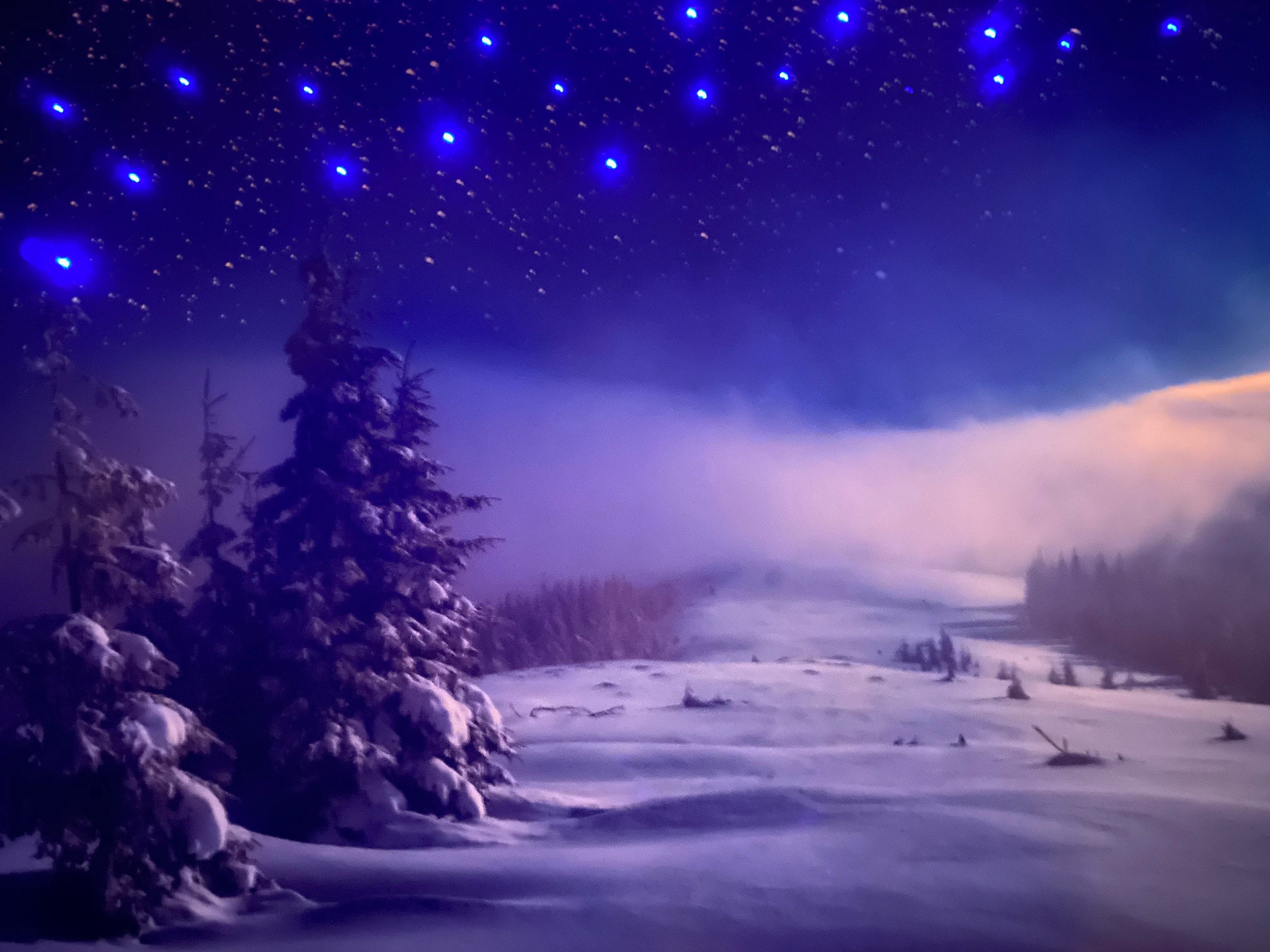 Blue Sparkling Stars Fill the Night Sky With LED String Lights | Etsy