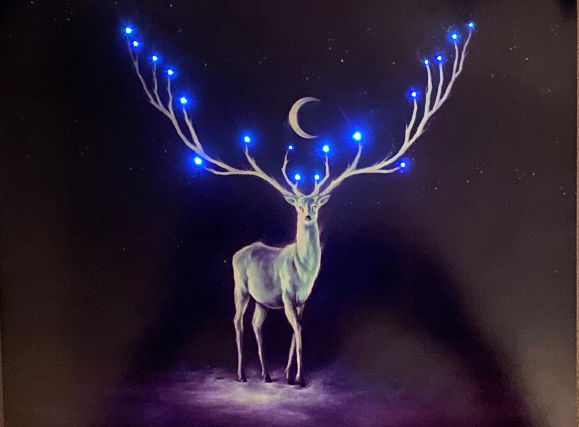 Buck with glowing antlers featuring LED String Lights | Etsy