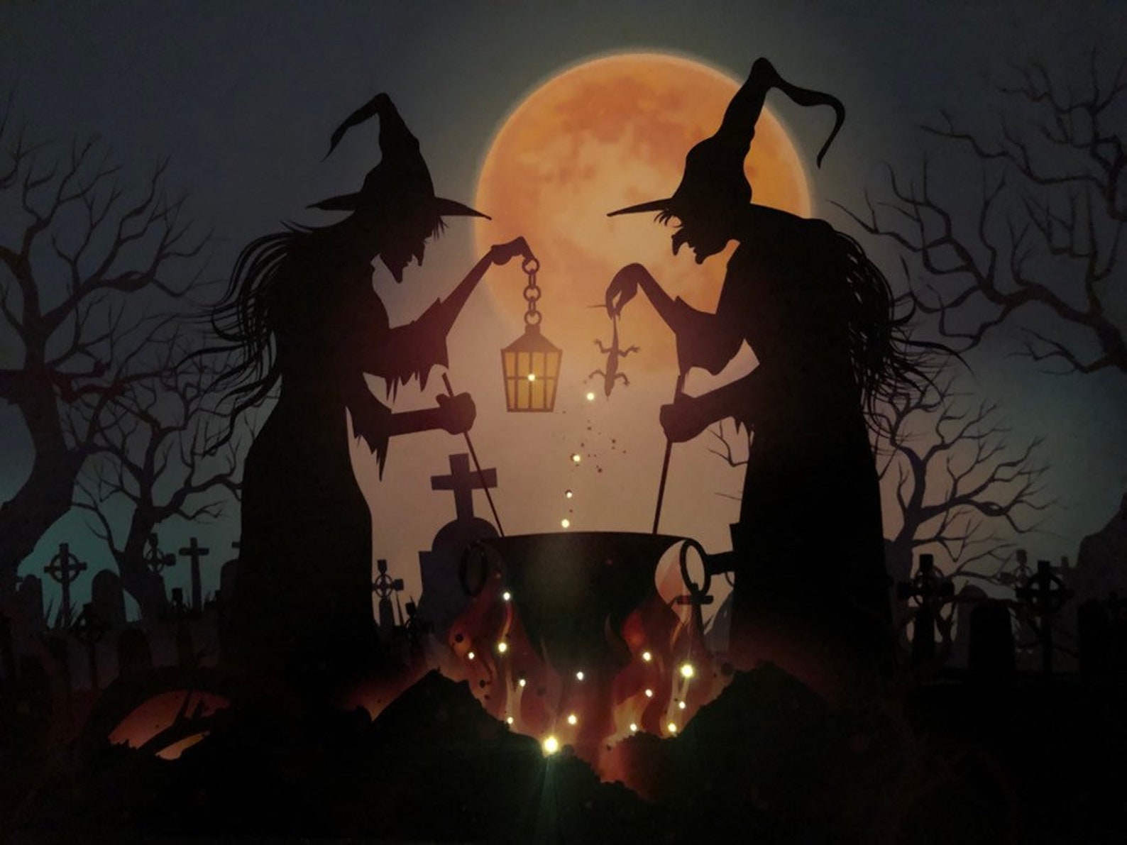 Witches Brewing in the Dead of Night With LED String Lights - Etsy