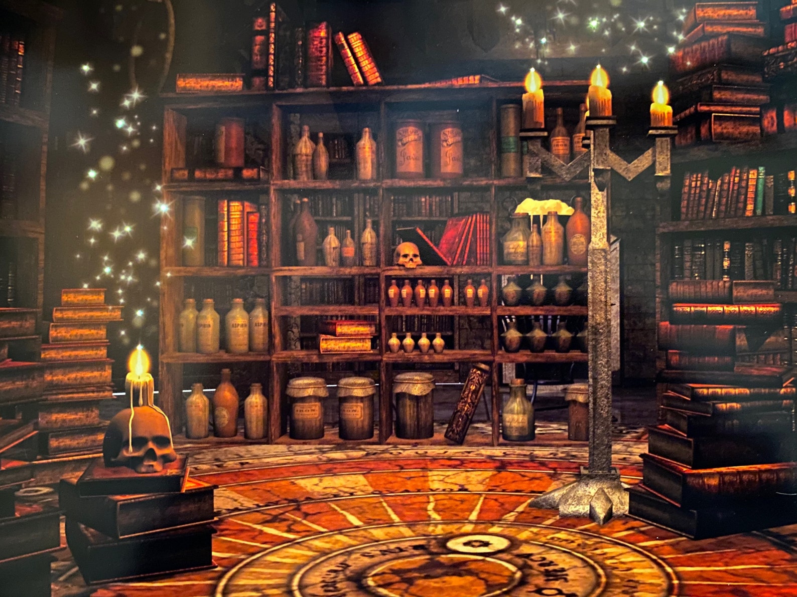 The Witchs Library Artwork With Led String Lights Etsy