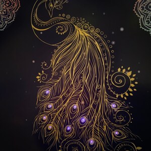 Beautiful Golden Peacock LED String Lights Shadowbox - Etsy