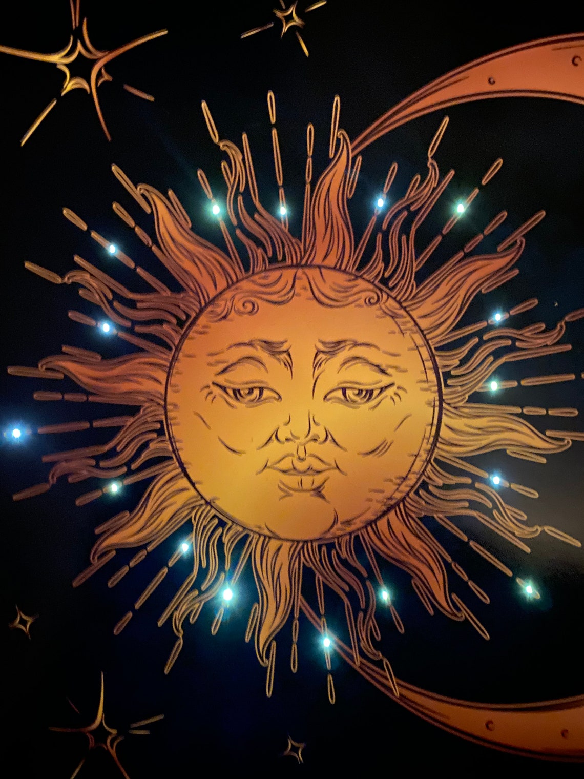 Brilliant Sun and Moon with LED String Lights | Etsy