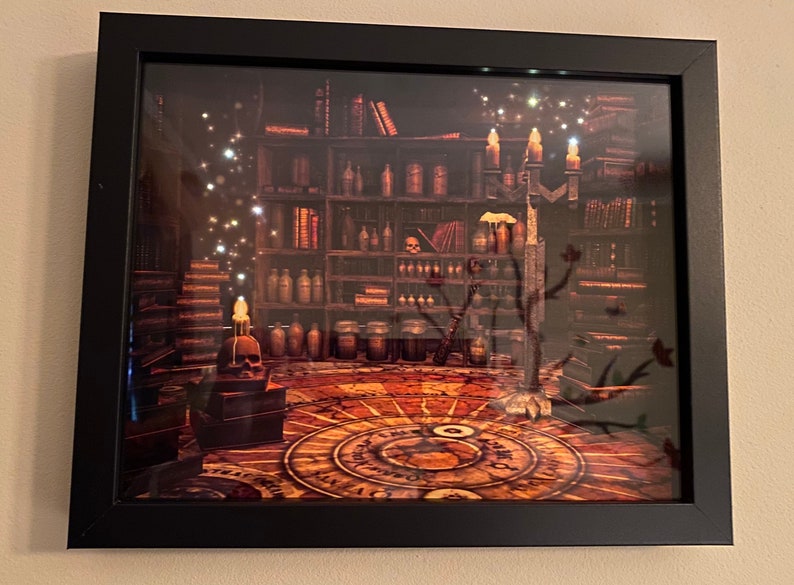The Witch’s Library Artwork With LED String Lights - Etsy