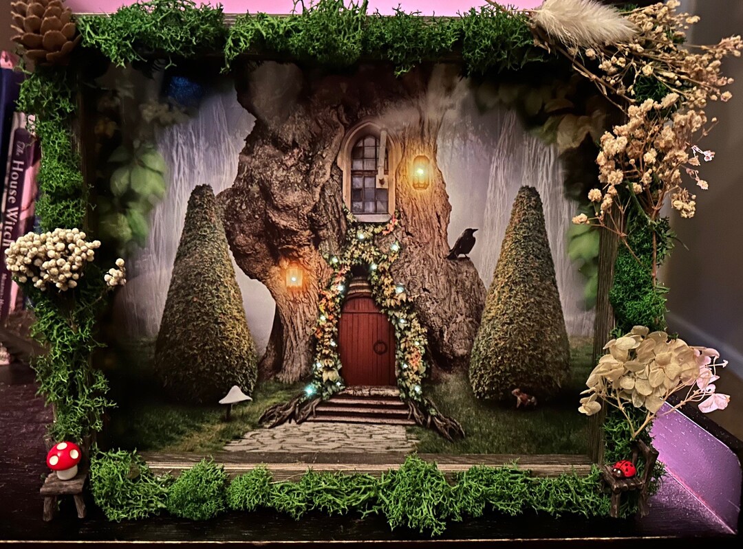 Gnomes Hideaway Shadowbox With Led String Lights - Etsy