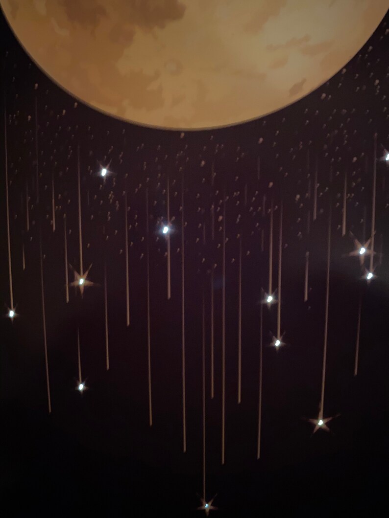 Moon and Shooting Stars With LED String Lights - Etsy