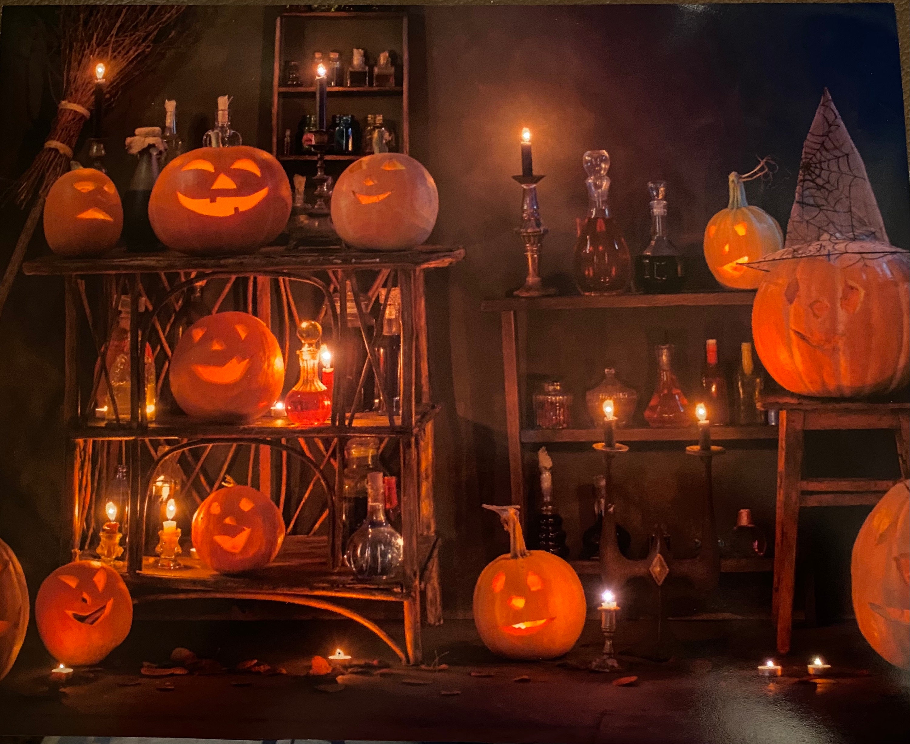 Inside the pumpkin patch Shadow Box with LED String Lights | Etsy