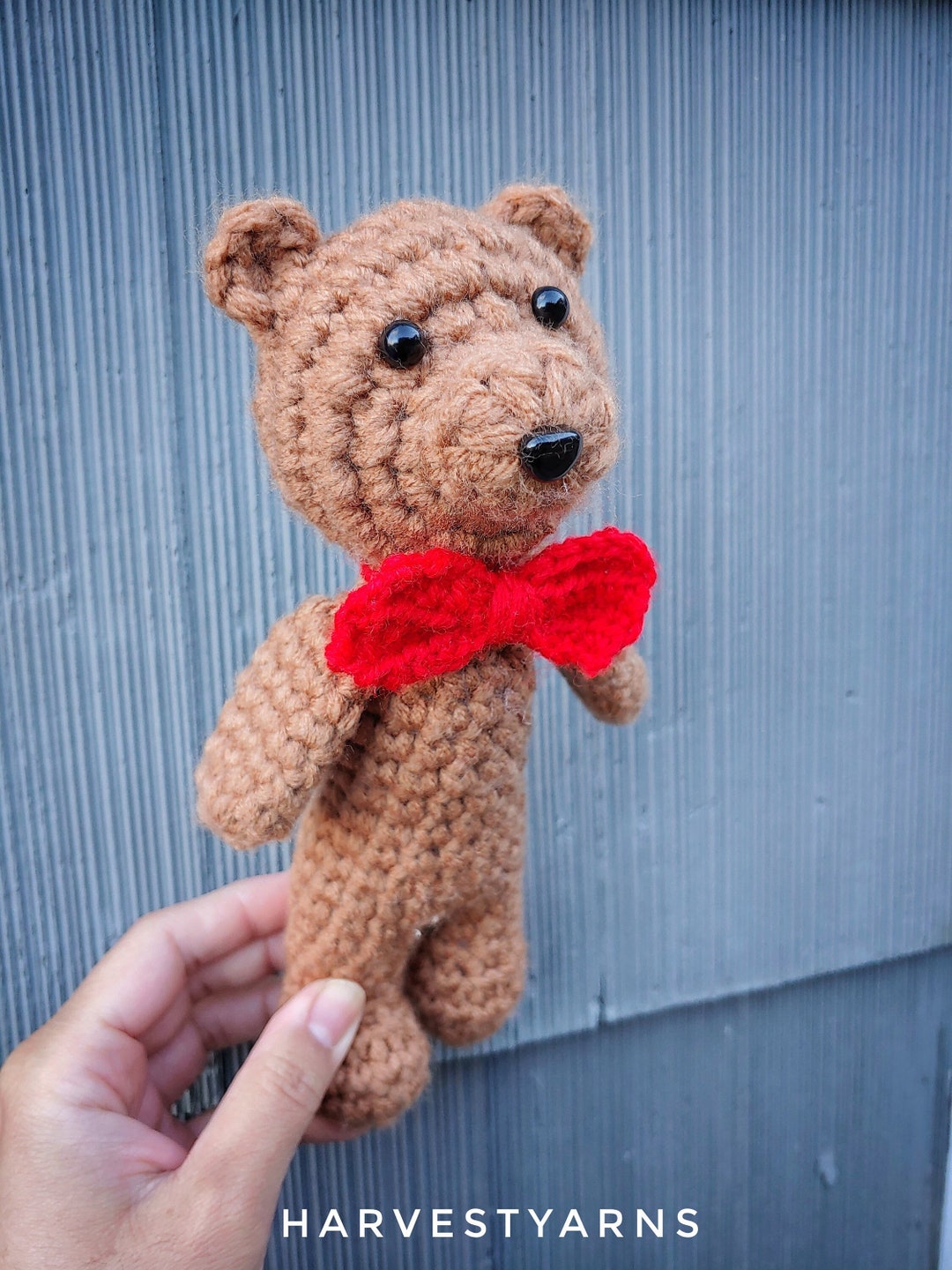 Valentine Teddy Bear, Crochet Amigurumi Bear, Holiday Gifts, Red Bowtie ...