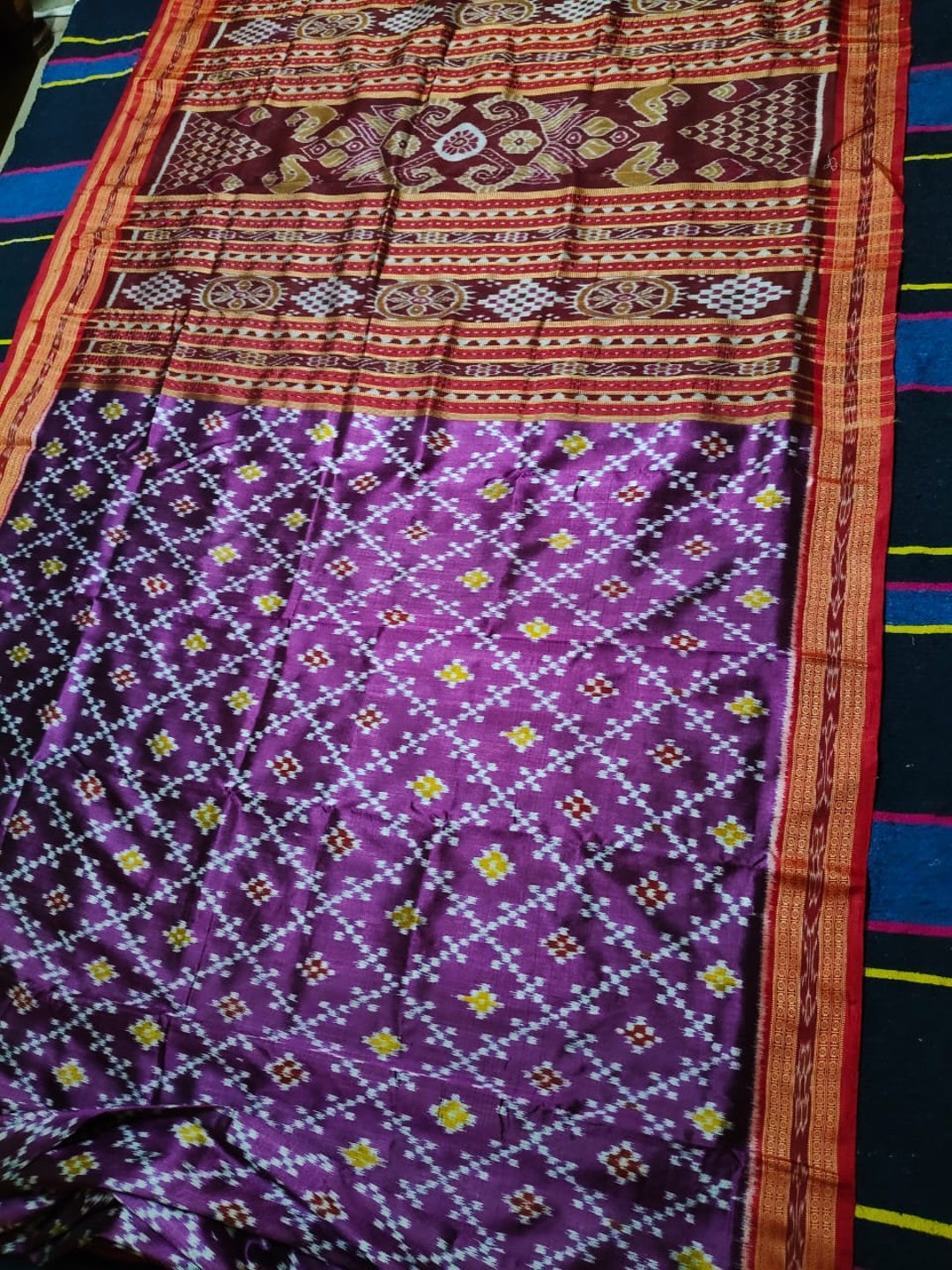 3 Ply Mulberry Silk Pasapale Border Khandua Silk Saree; Falls and Pikko ...